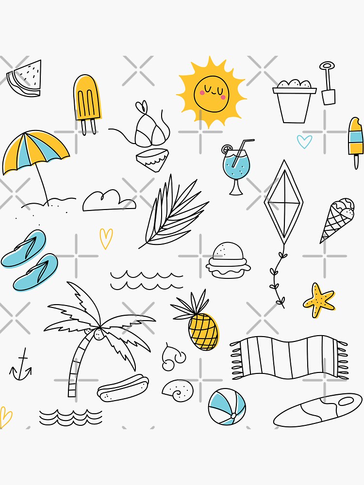 "summer icons" Sticker for Sale by vuilwerk | Redbubble