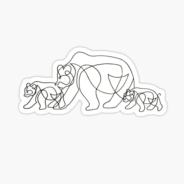 "Family of Bears Single Line Drawing" Sticker for Sale by susmitabasu ...