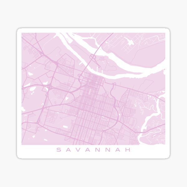 "Pink Savannah Georgia Map" Sticker for Sale by MarzStudio | Redbubble