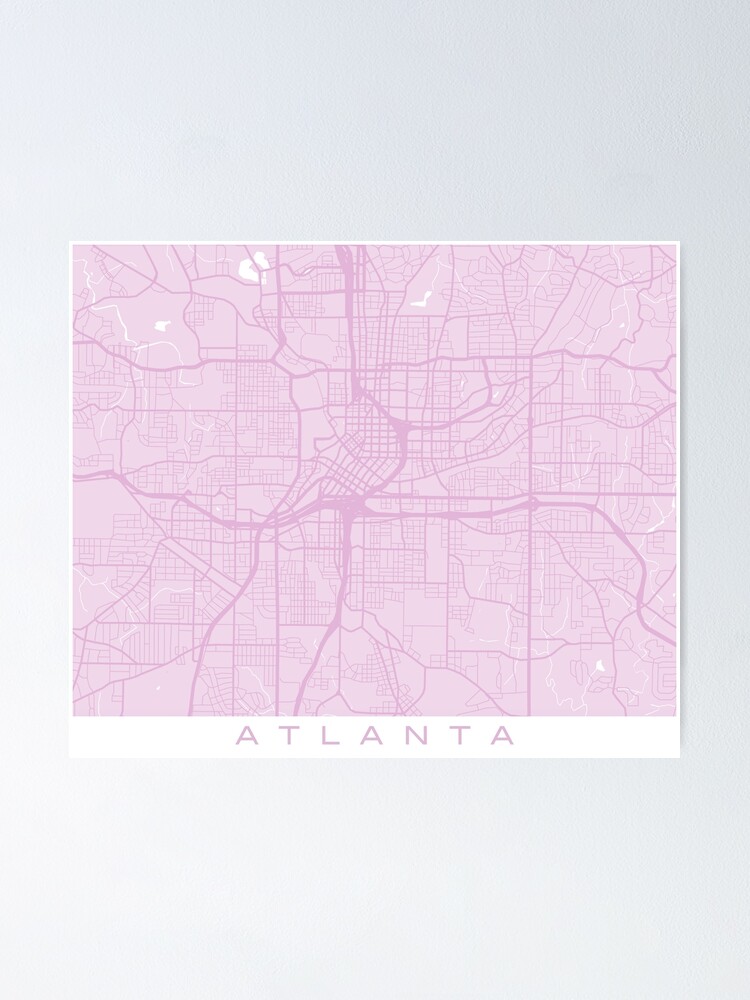 "Pink Atlanta Georgia Map Preppy Clean" Poster by MarzStudio | Redbubble