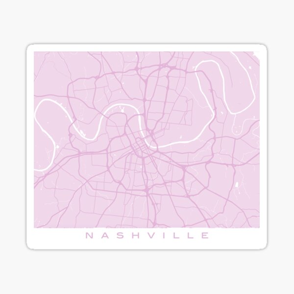 "Pink Nashville Modern Clean Preppy Map" Sticker for Sale by MarzStudio ...