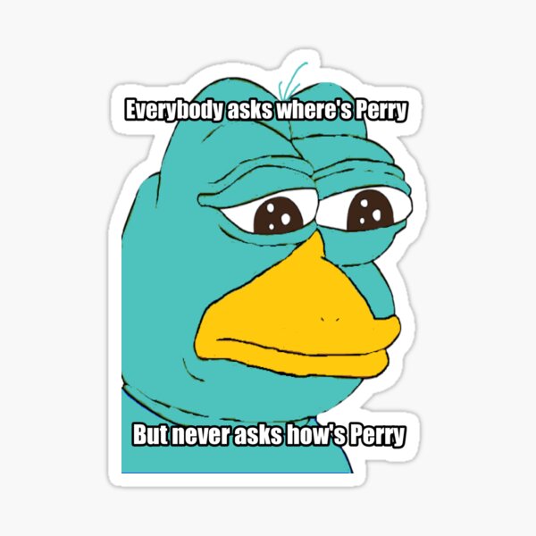 "Sad Perry the Platypus" Sticker for Sale by WanderingTrader | Redbubble