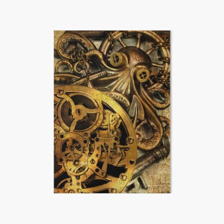 "Time counter. Clockwork and octopus steampunk" Art Board Print by ...