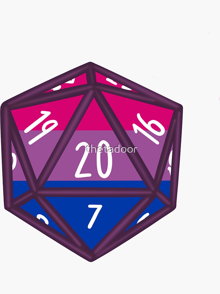 "Bi pride DND d20 dice " Sticker by thetadoor | Redbubble
