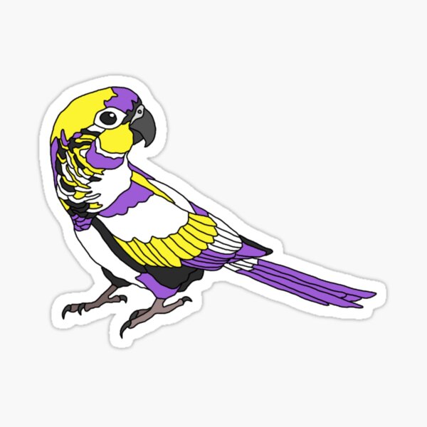 "Nonbinary Pride Conure" Sticker by AdoraBirdArt | Redbubble