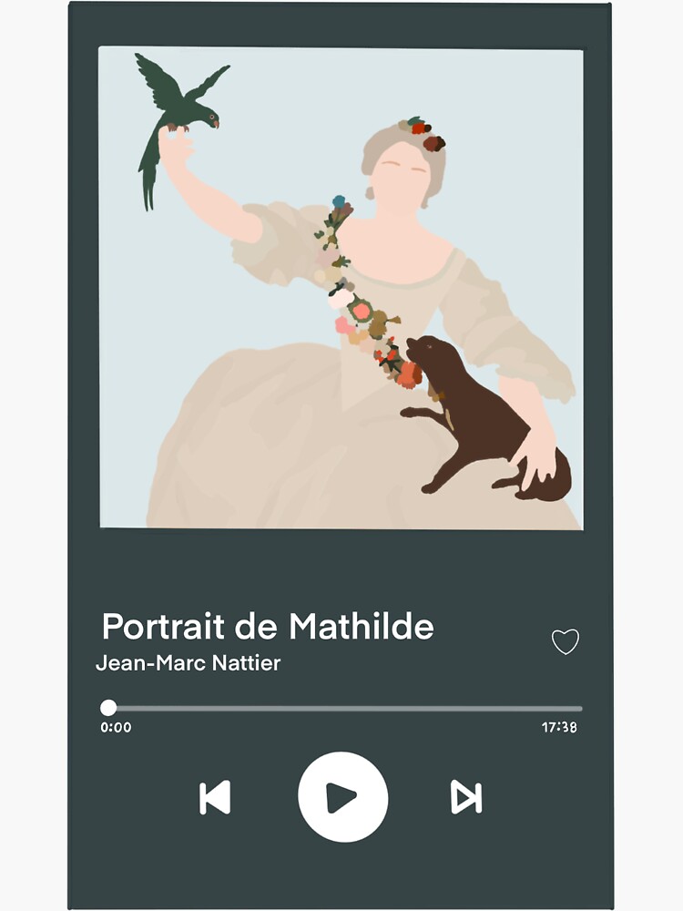 "Portrait de Mathilde by Jean-Marc Nattier Spotify " Sticker for Sale by Tristenrose | Redbubble