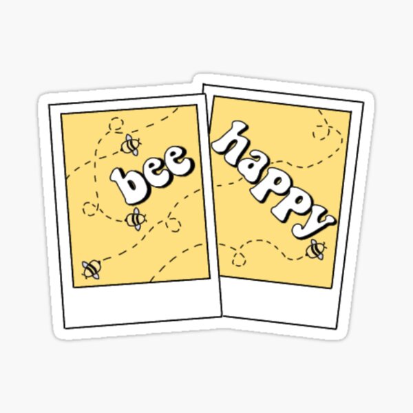 "Bee Happy Polaroid Sticker" Sticker for Sale by shaunya | Redbubble