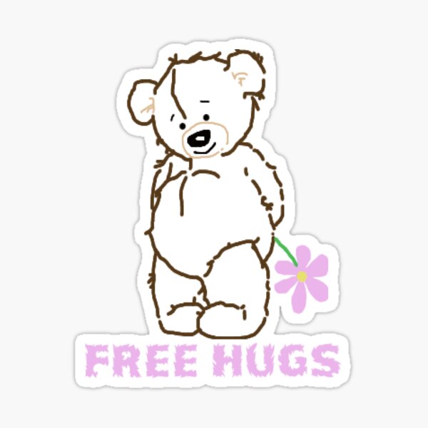 "Teddy Bear Free Hugs Hippie with Flower" Sticker for Sale by 5M-SM ...