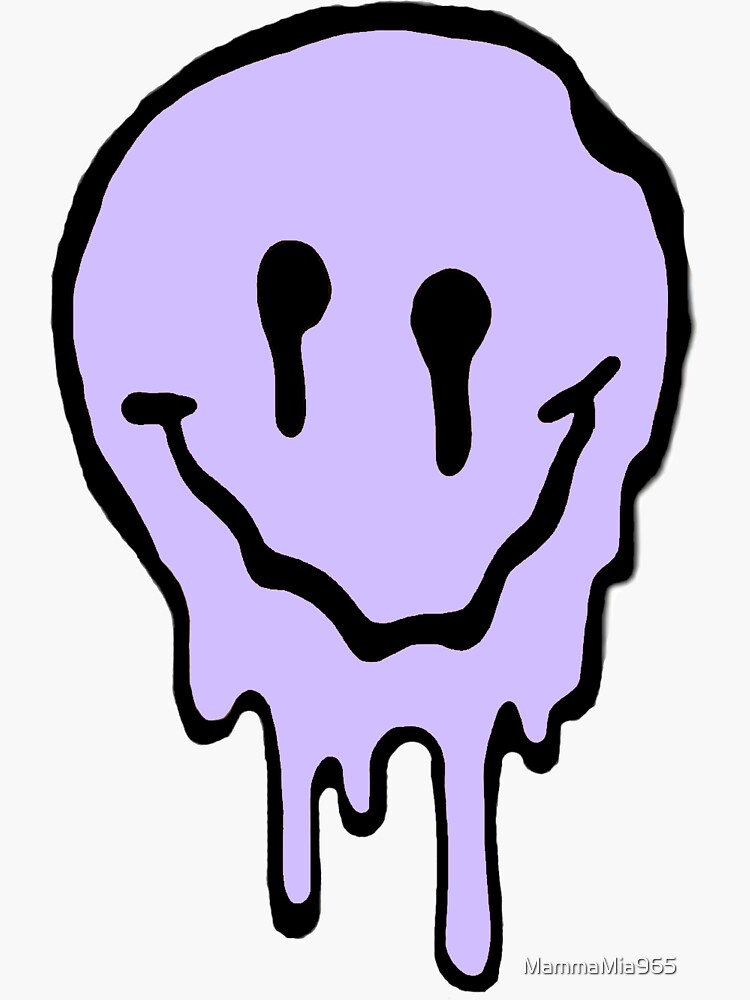 "Purple Drippy Smiley face" Sticker by MammaMia965 | Redbubble