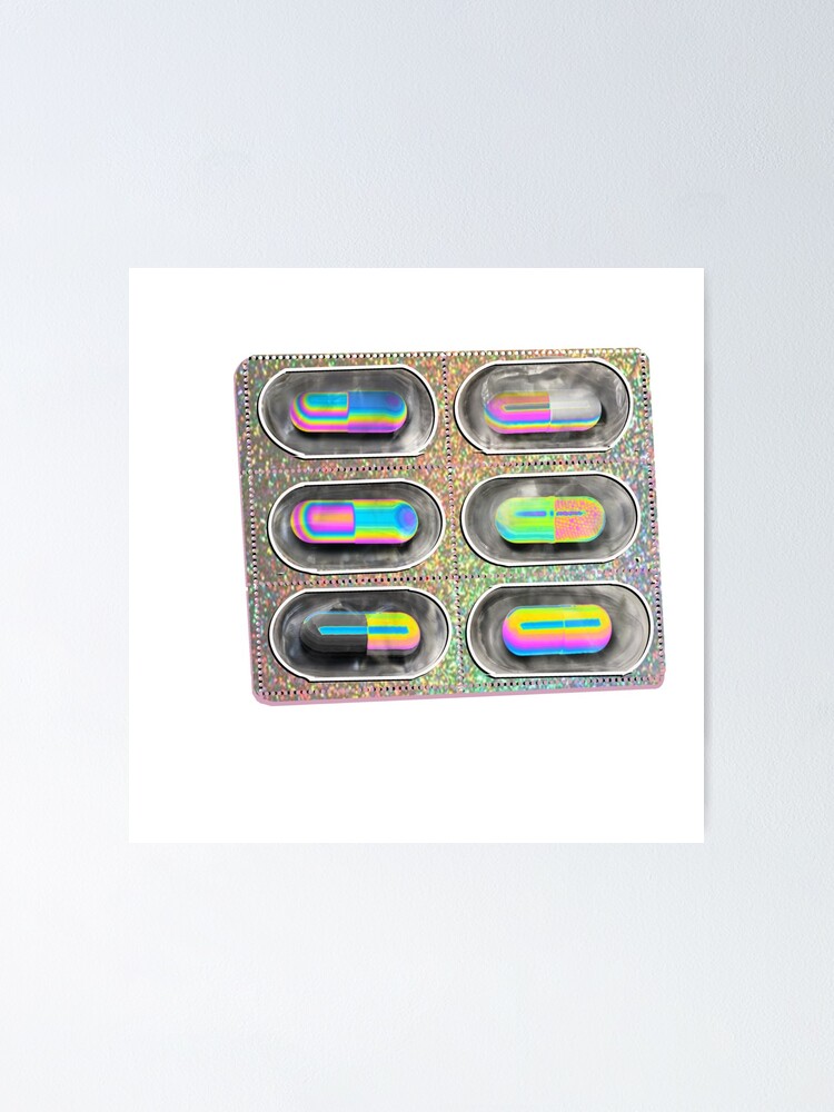 "Rainbow Glitter Pills" Poster for Sale by dinaaaaaah | Redbubble