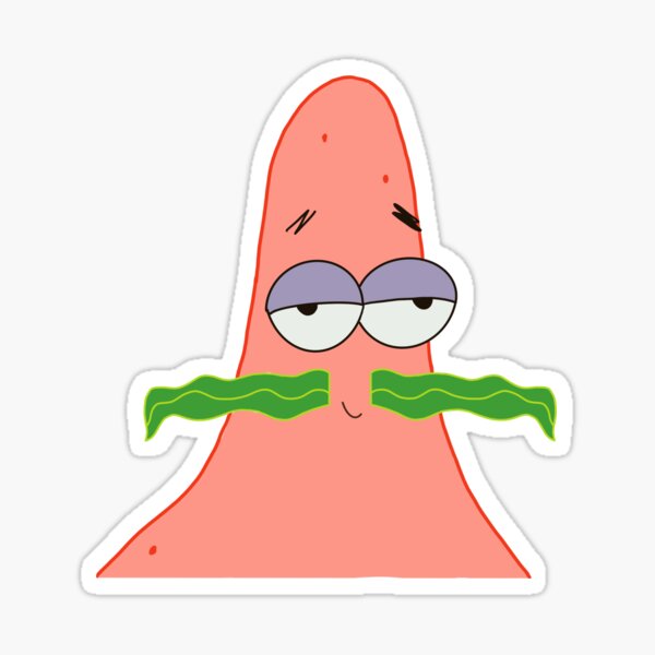 "Kelp Mustache Patrick" Sticker for Sale by FabledInk | Redbubble