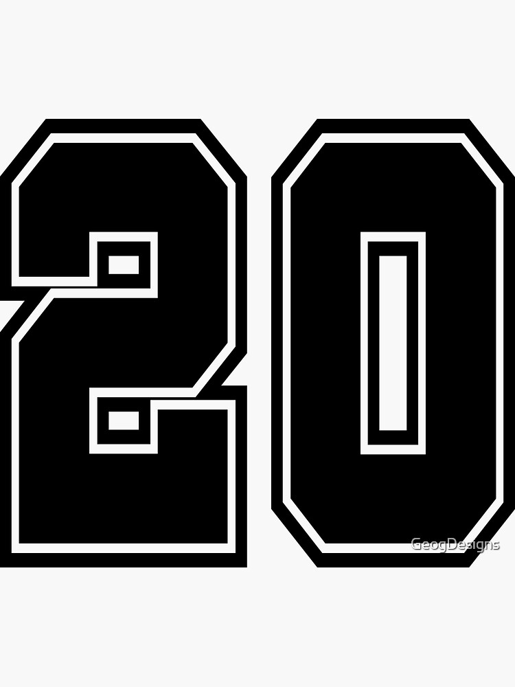 "20 back number college style football soccer number" Sticker by ...