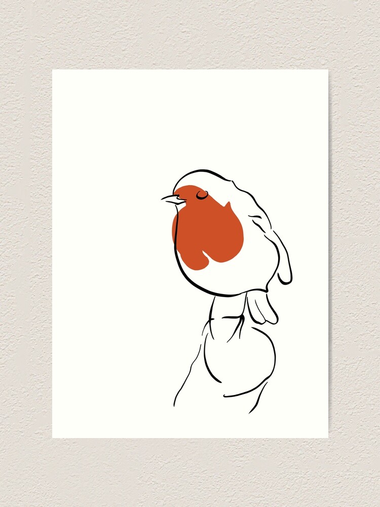 "Robin - line art minimalism - burnt orange" Art Print for Sale by ...
