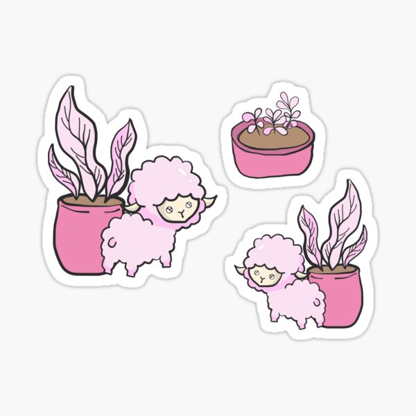 "Leafy Sheep - Pink " Sticker for Sale by jenartfart | Redbubble
