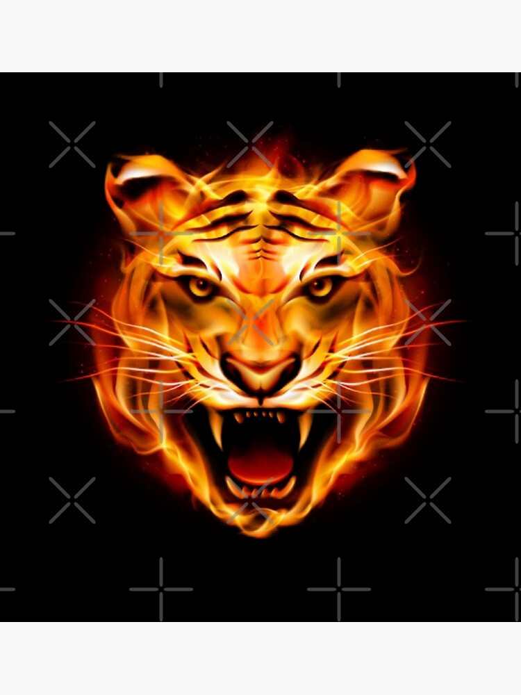 "Tiger Fire, Fierce fire tiger, orange flame tiger face" Art Print for ...