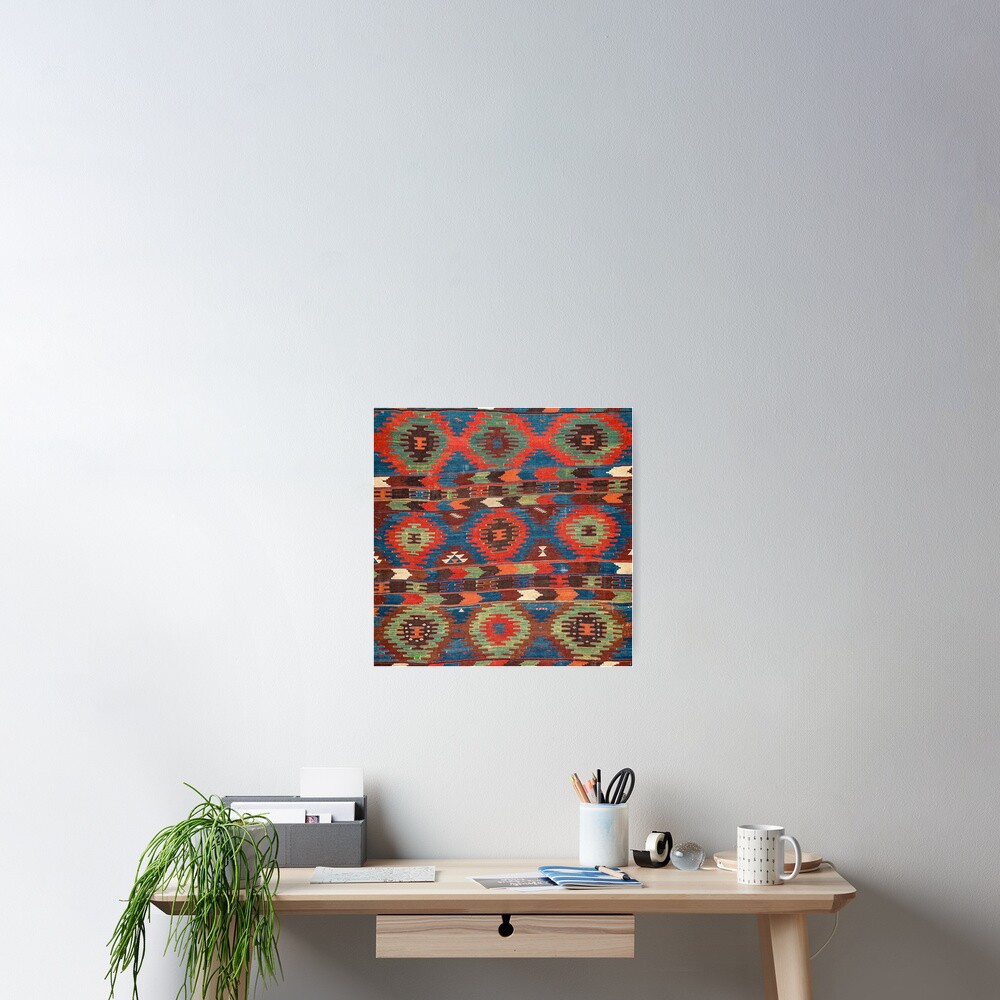"Tuscan Shapes II // 19th Century Southwestern Colorful Red Blue Orange ...
