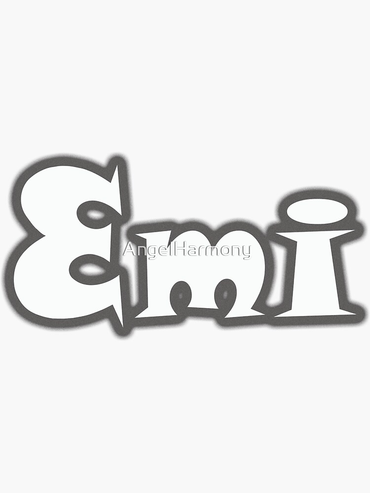 "Emi (font colour: white)" Sticker by AngelHarmony | Redbubble