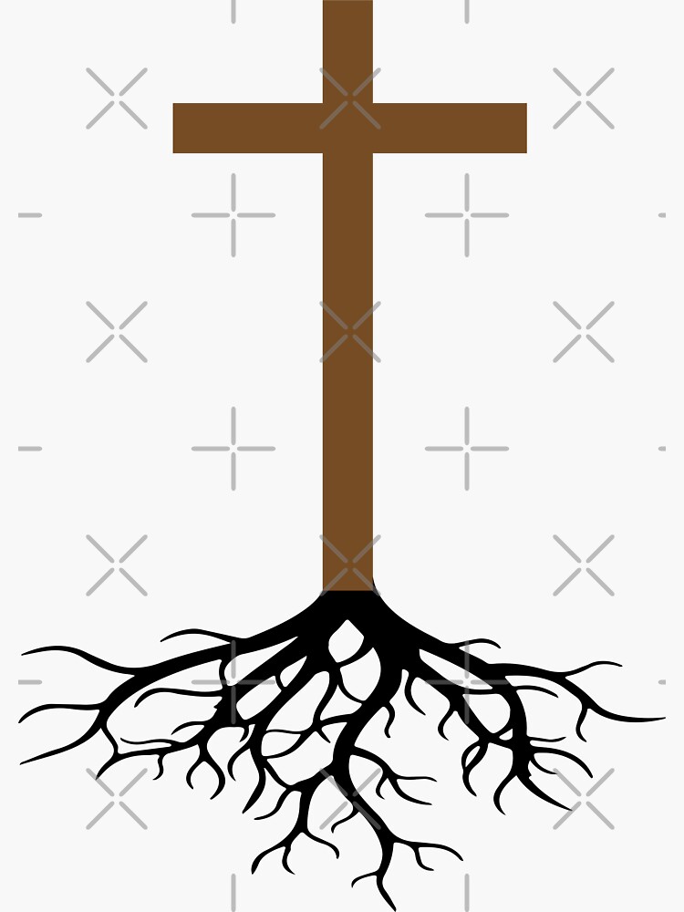 "Religious Cross with Roots" Sticker by JAZTshirt | Redbubble