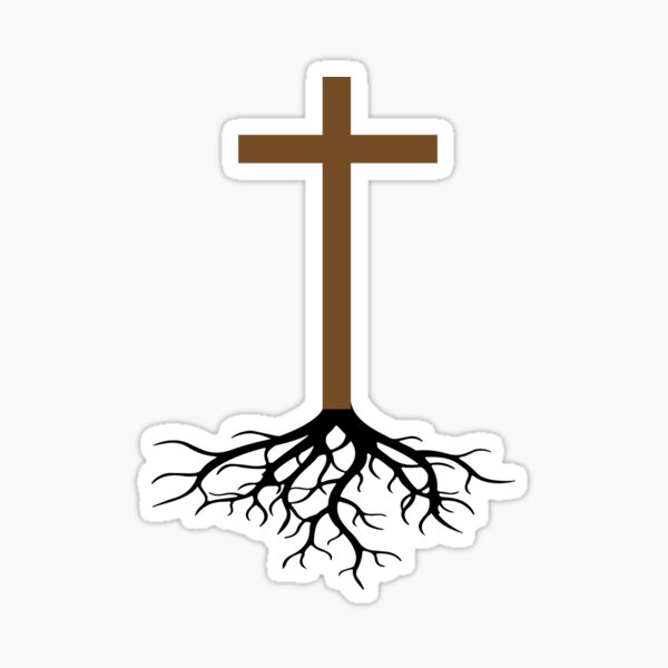 "Religious Cross with Roots" Sticker by JAZTshirt | Redbubble