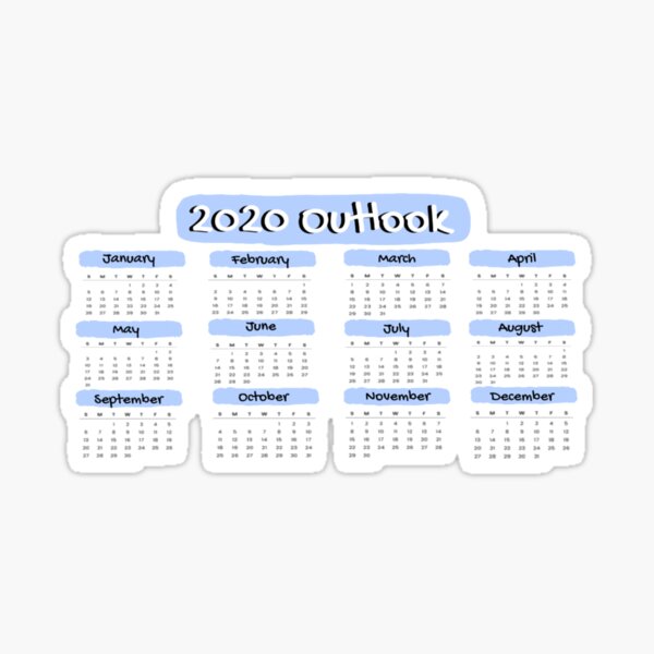 "2020 Calendar Outlook" Sticker for Sale by vpittore | Redbubble