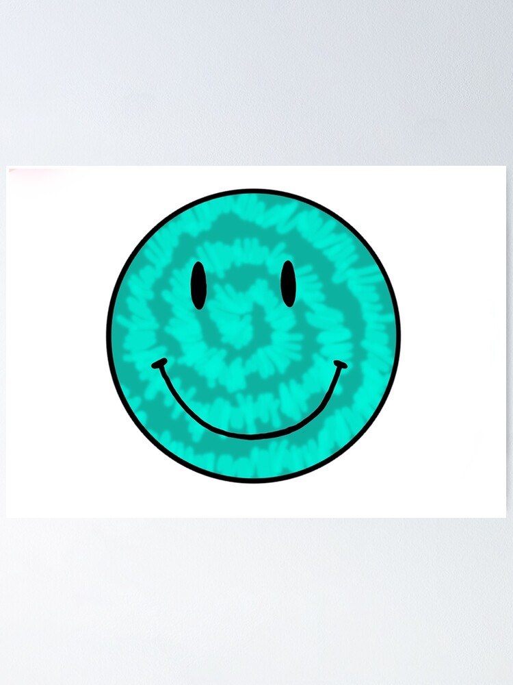 "Teal Tye Dye Classic Smiley Face" Poster by odeliastudios | Redbubble