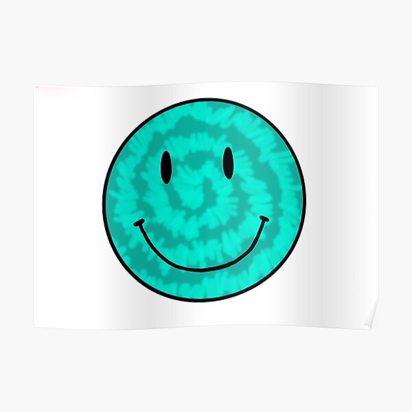 "Teal Tye Dye Classic Smiley Face" Poster by odeliastudios | Redbubble
