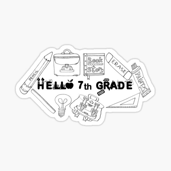 "Hello 7th Grade, Back to School" Sticker by marosharaf | Redbubble