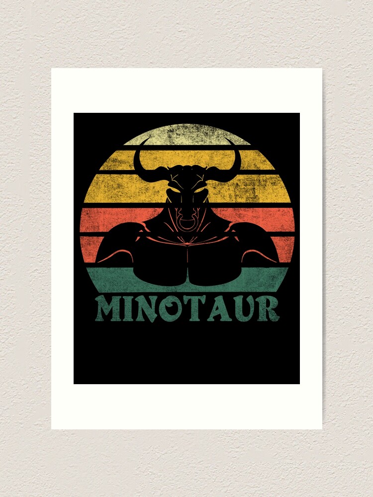 "Vintage Retro Minotaur Greek Mythology Graphic Logo" Art Print for ...