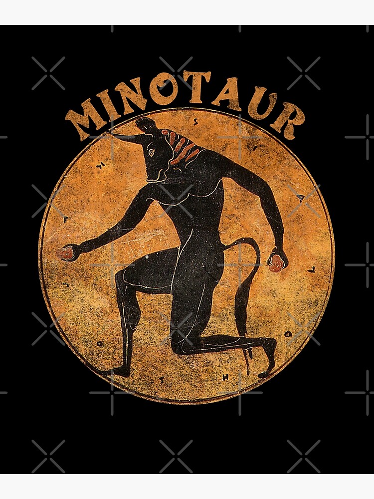 "Minotaur Vintage Retro Graphic Greek Mythology Logo" Canvas Print for ...