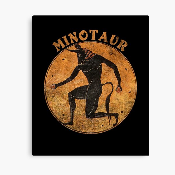 "Minotaur Vintage Retro Graphic Greek Mythology Logo" Canvas Print for ...