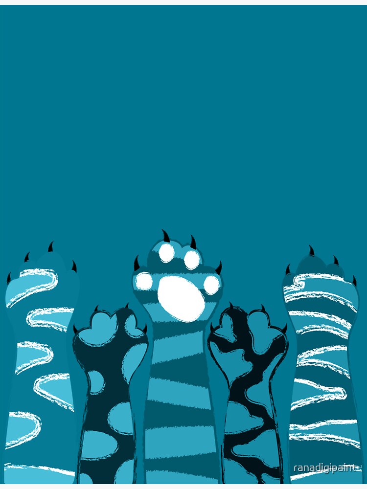 "Cat Paws Hands Blue" Sticker for Sale by ranadigipaint | Redbubble