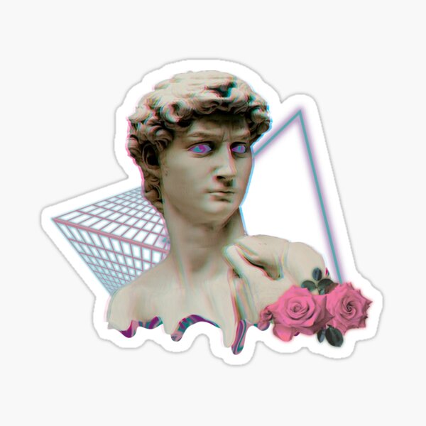 "Vaporwave David with Roses" Sticker by designsbyegg | Redbubble