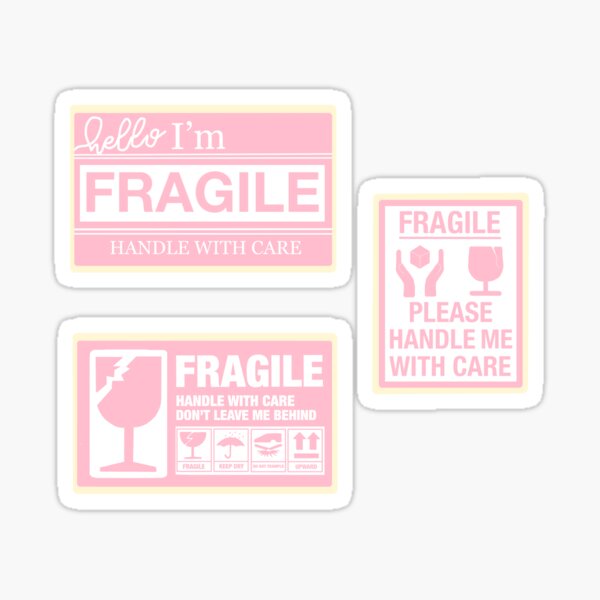 "Pastel Pink I'M FRAGILE Sign Collection" Sticker for Sale by meeowtine ...