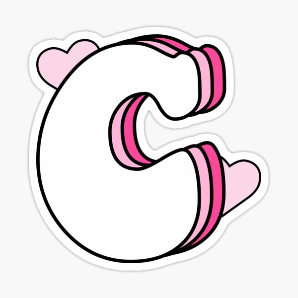 "personalised "C" design - pink with hearts" Sticker for Sale by ...