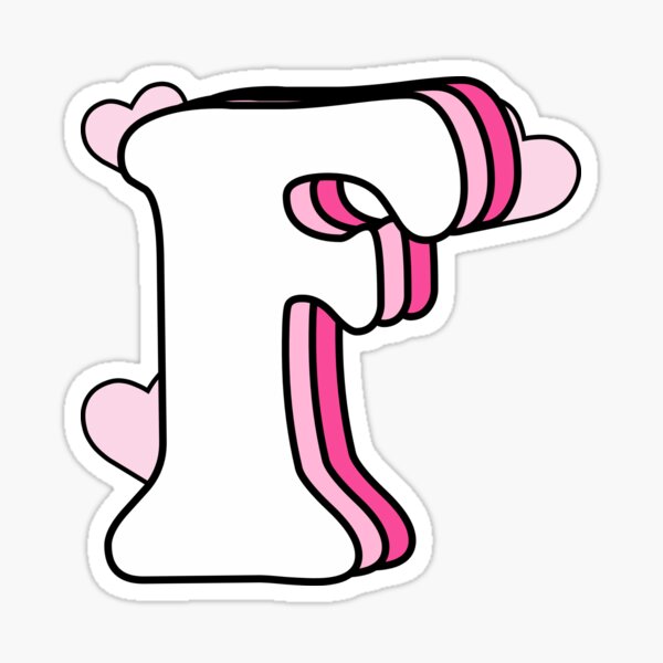 "personalised "F" design - pink with hearts" Sticker for Sale by ...