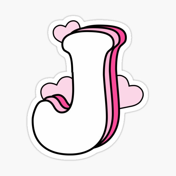 "personalised "J" design - pink with hearts" Sticker for Sale by ...
