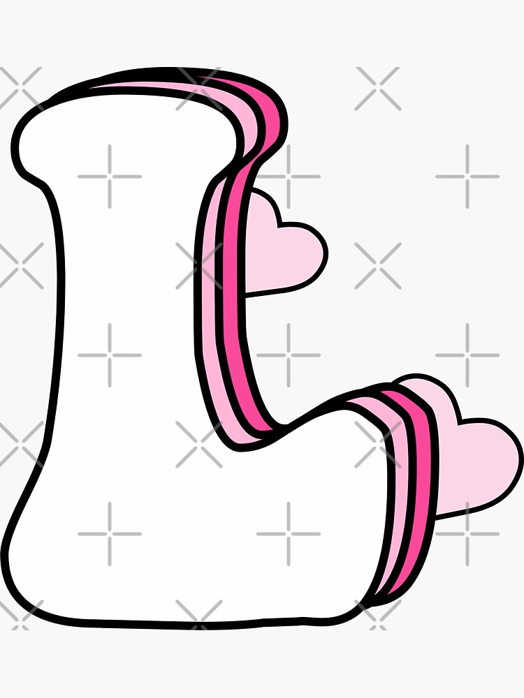 "personalised "L" design - pink with hearts" Sticker by elizastreet ...
