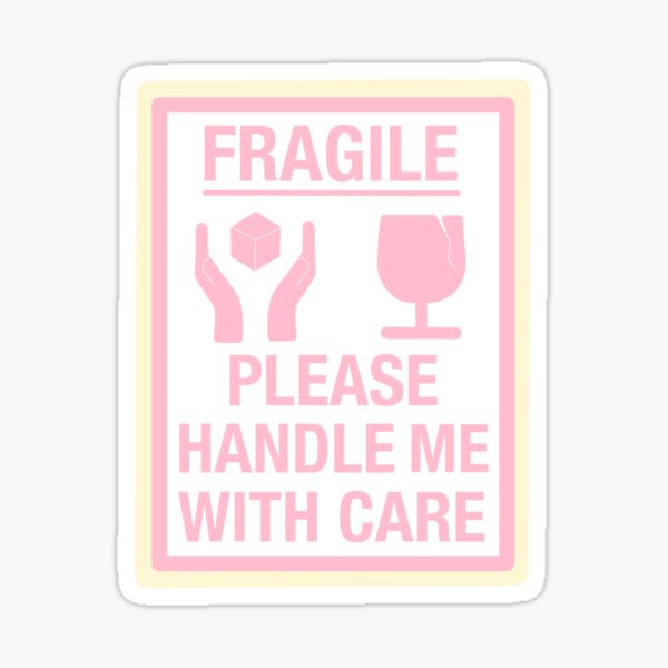 "Pastel Pink Fragile Sign" Sticker by meeowtine | Redbubble