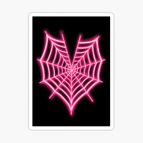 "Neon Pink Spiderweb Heart" Sticker by ItsChillJill | Redbubble