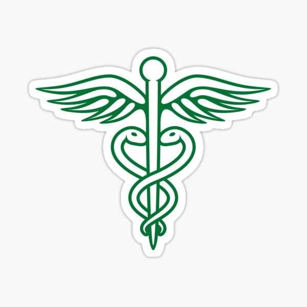 "Dark green caduceus" Sticker for Sale by Mhea | Redbubble
