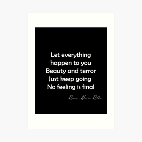 "Let everything happen to you - Rilke quote in jojo rabbit" Art Print ...