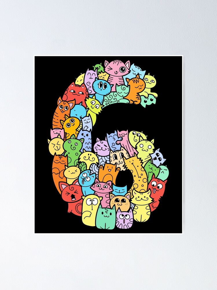 "Number 6 six - Funny and Colorful Cute Monster Creatures" Poster for ...