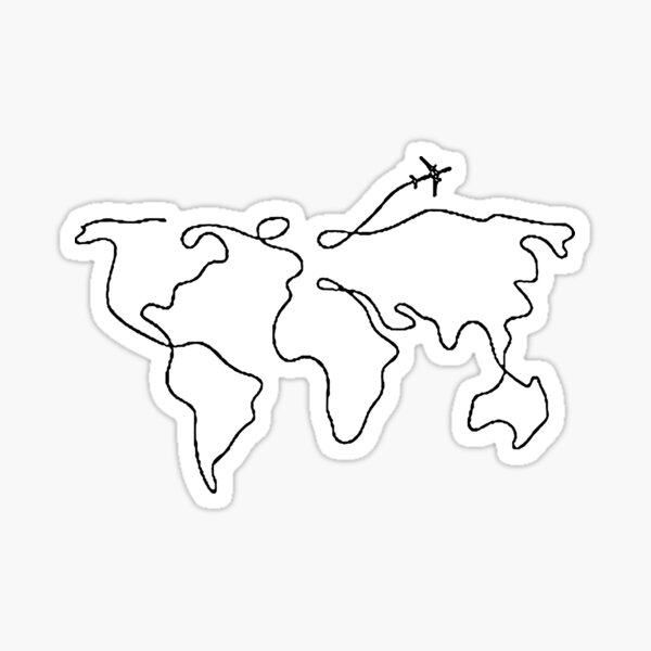 "World map minimalistic" Sticker for Sale by PauBa | Redbubble