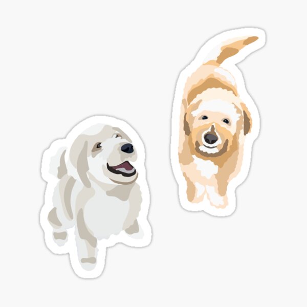 "Double Doodles Sisters Portrait Drawing Digital Illustration" Sticker ...