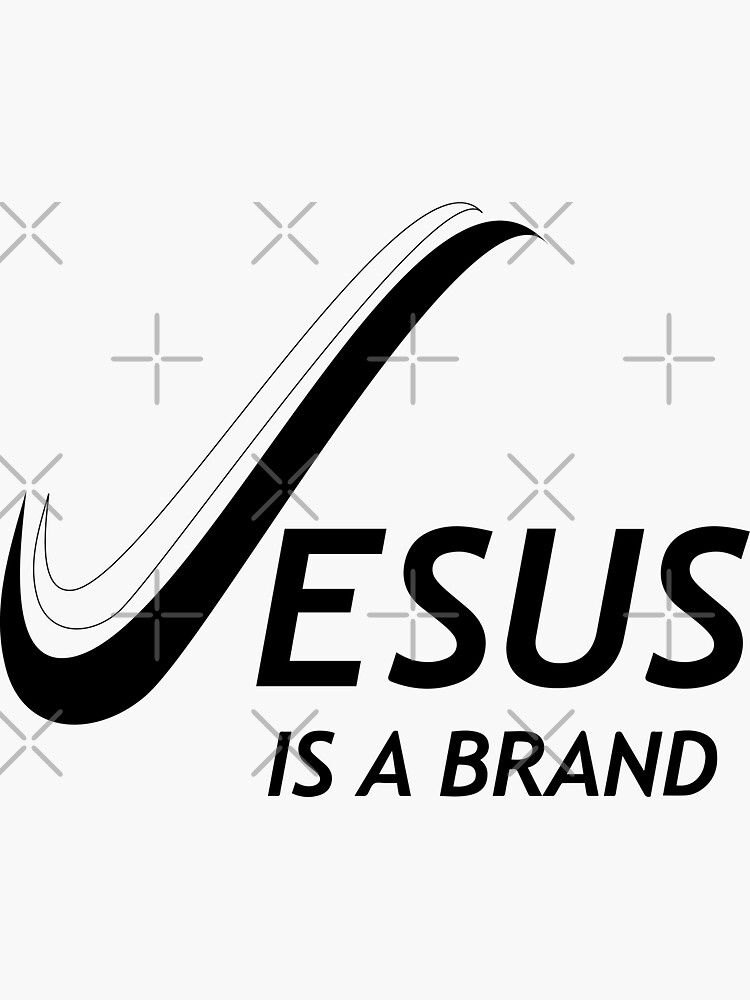 Pegatina «Jesús es una marca con diseño swoosh» de Czezarion | Redbubble