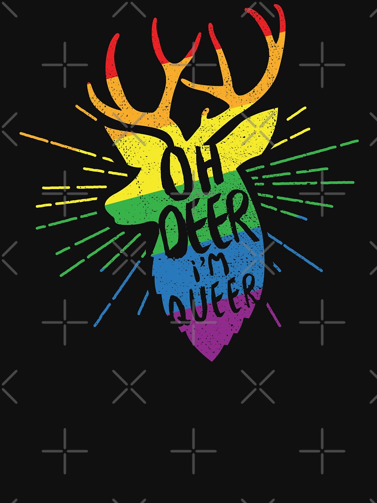 "Oh Deer Im Queer Funny Pun LGBT Rainbow" T-shirt by artworkbyrihen ...