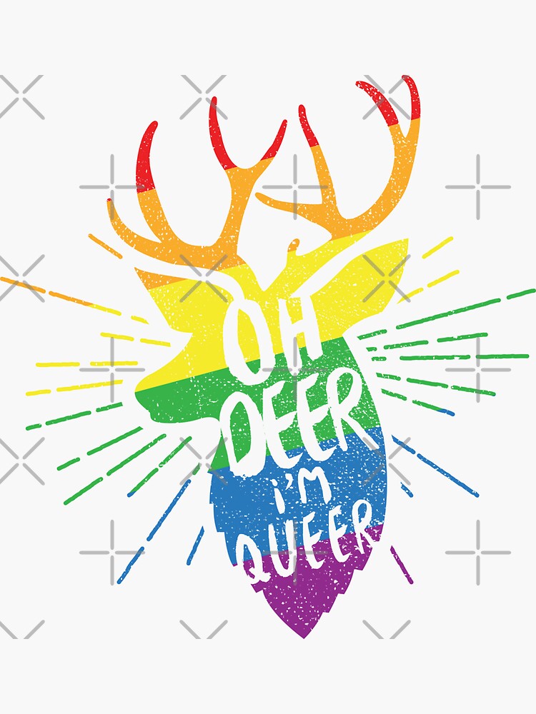 "Oh Deer Im Queer Funny Pun LGBT Rainbow" Sticker for Sale by ...