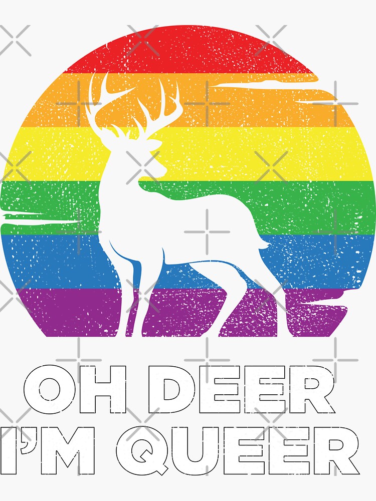 "Oh Deer Im Queer Funny Pun LGBT Rainbow" Sticker for Sale by ...
