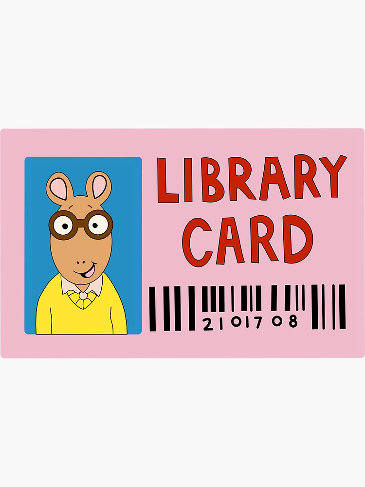 "Arthur Library Card Sticker" Sticker for Sale by aclaggett | Redbubble