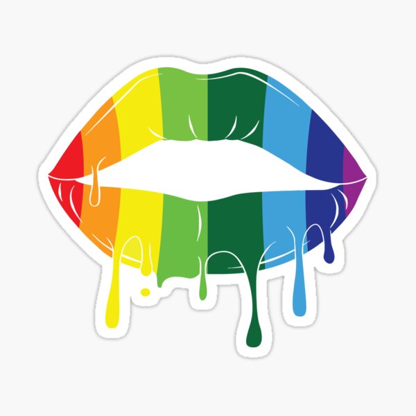 "Rainbow Dripping Lips" Sticker for Sale by kritchanat | Redbubble